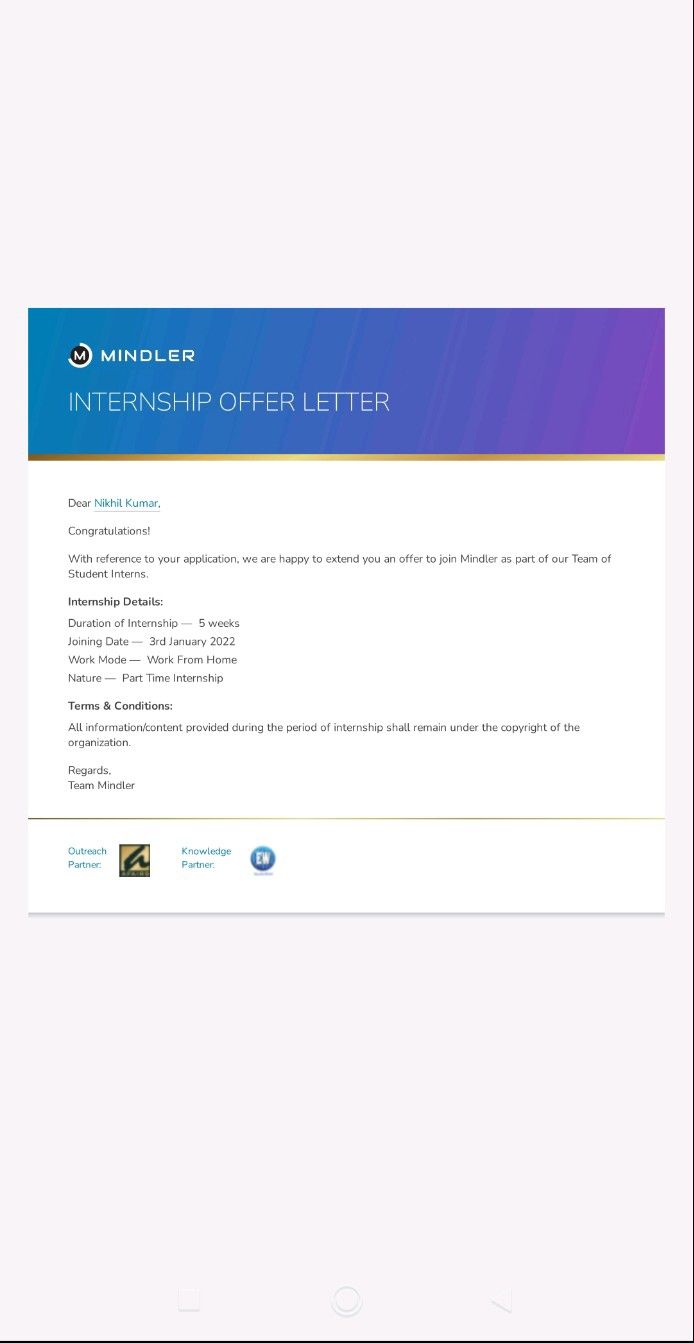 Nikhil Kumar on LinkedIn: #mindler #internship Nikhil Kumar on LinkedIn: #mindler #internship