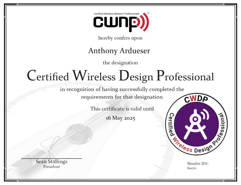 Tony Ardueser on LinkedIn: #wifi #wireless #certifications | 14 comments Tony Ardueser on LinkedIn: #wifi #wireless #certifications | 14 comments