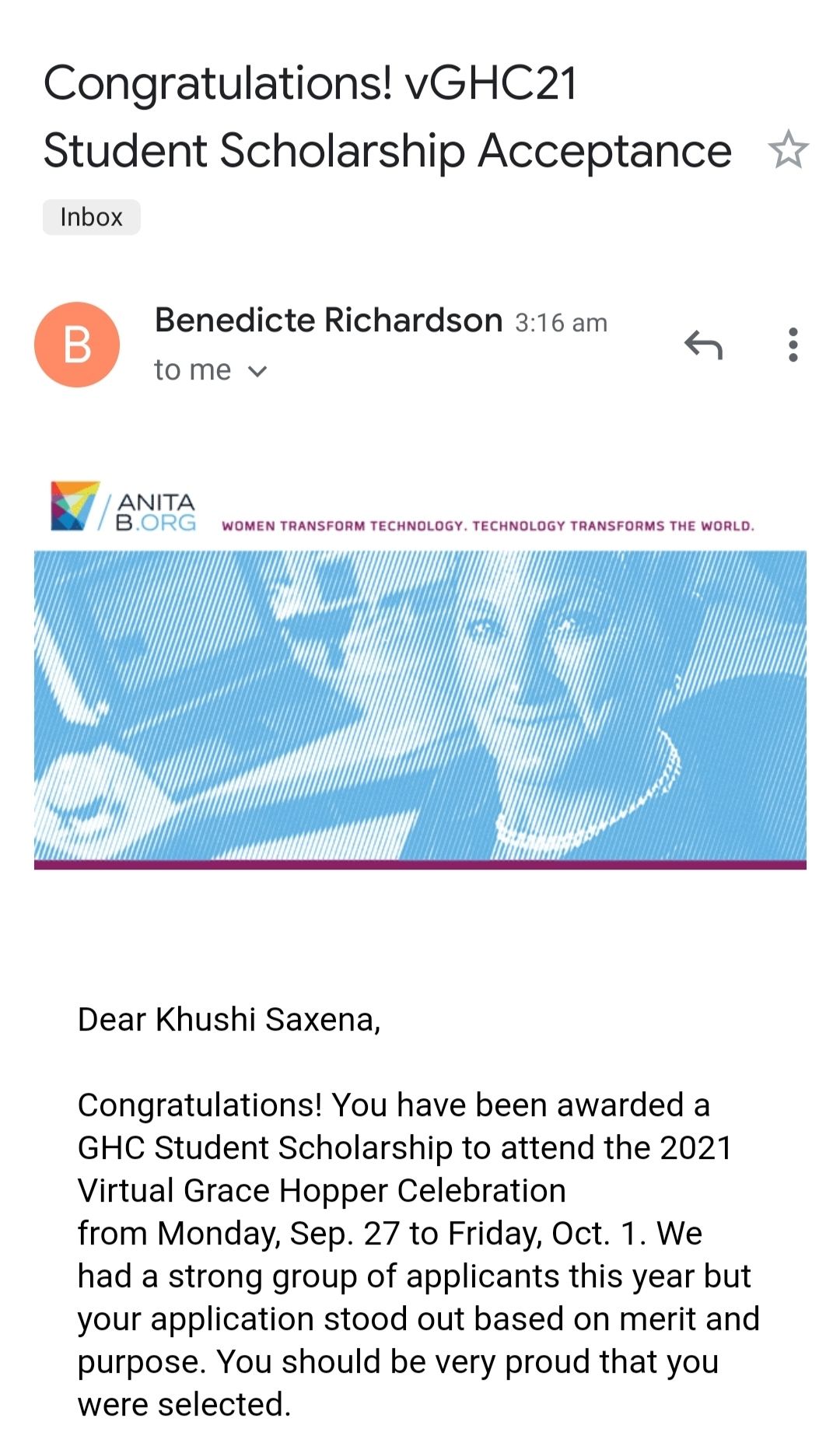 Khushi Saxena on LinkedIn: #ghc #gracehoppercelebration #anitaborg | 20 ... Khushi Saxena on LinkedIn: #ghc #gracehoppercelebration #anitaborg | 20 ...