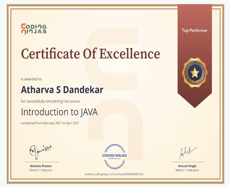 Really an awesome experience of learning Java at Coding Ninjas ... Really an awesome experience of learning Java at Coding Ninjas ...
