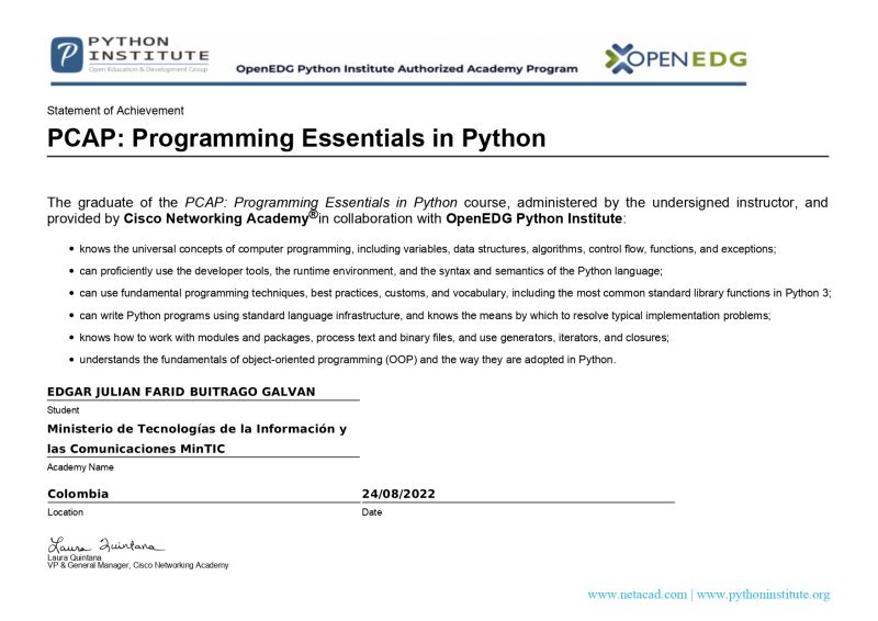 Edgar Julián F. Buitrago Galván on LinkedIn: PCAP: Programming ... Edgar Julián F. Buitrago Galván on LinkedIn: PCAP: Programming ...