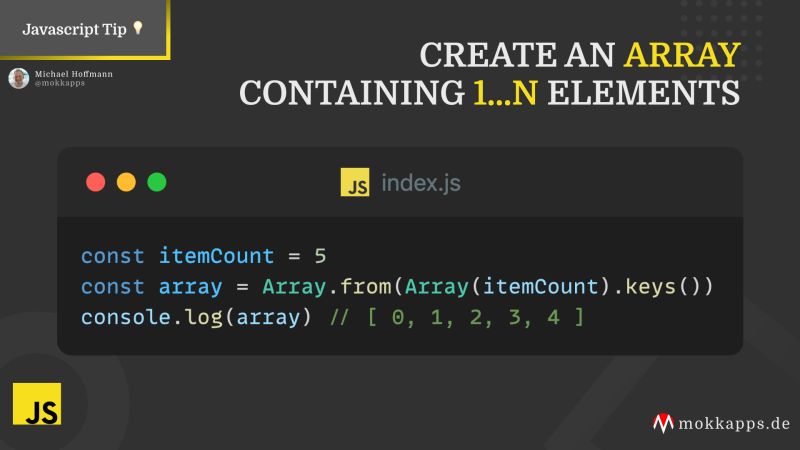 Michael Hoffmann on LinkedIn: π‘ JavaScript Tip: Create an array ... Michael Hoffmann on LinkedIn: π‘ JavaScript Tip: Create an array ...