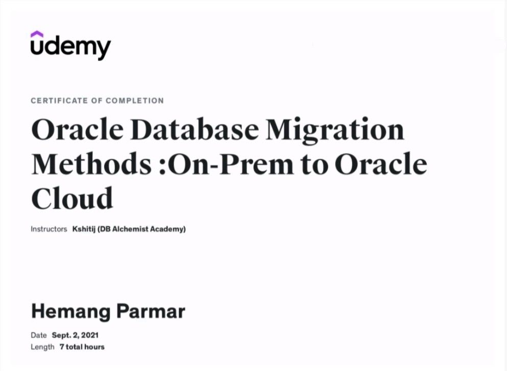 Hemang Parmar on LinkedIn: #learning #oracle #udemy #oracledatabase # ... Hemang Parmar on LinkedIn: #learning #oracle #udemy #oracledatabase # ...