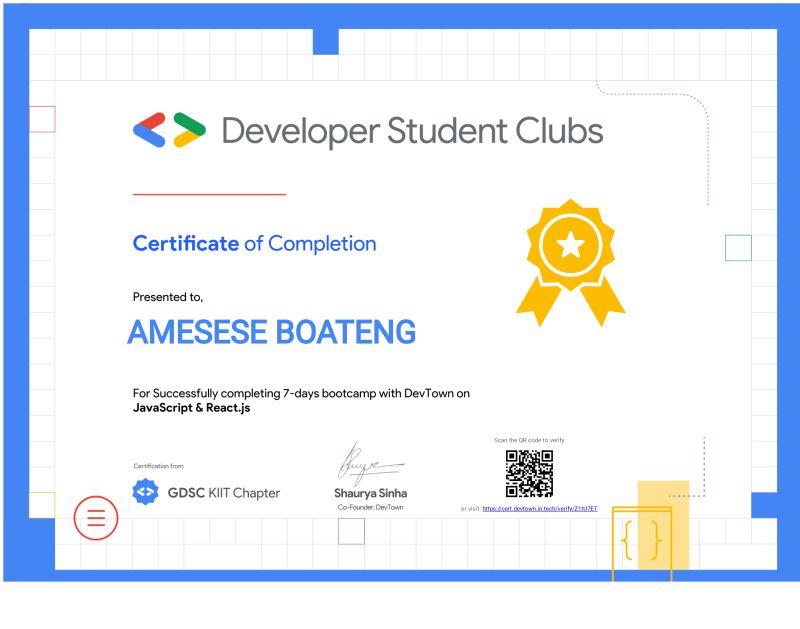Amesese Boateng on LinkedIn: #amesese #devtown #javascript #reactjs # ... Amesese Boateng on LinkedIn: #amesese #devtown #javascript #reactjs # ...