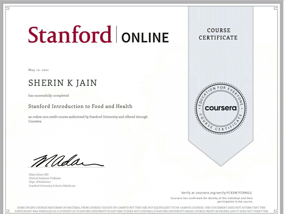 Sherin K Jain on LinkedIn: Successfully Completed Stanford Introduction ... Sherin K Jain on LinkedIn: Successfully Completed Stanford Introduction ...