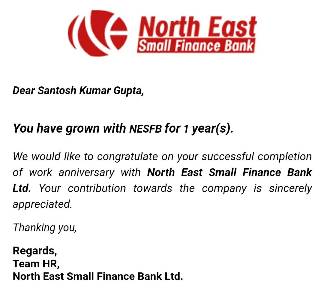 Santosh Kumar Gupta on LinkedIn: Finally completed a year in NESFB | 70 ... Santosh Kumar Gupta on LinkedIn: Finally completed a year in NESFB | 70 ...