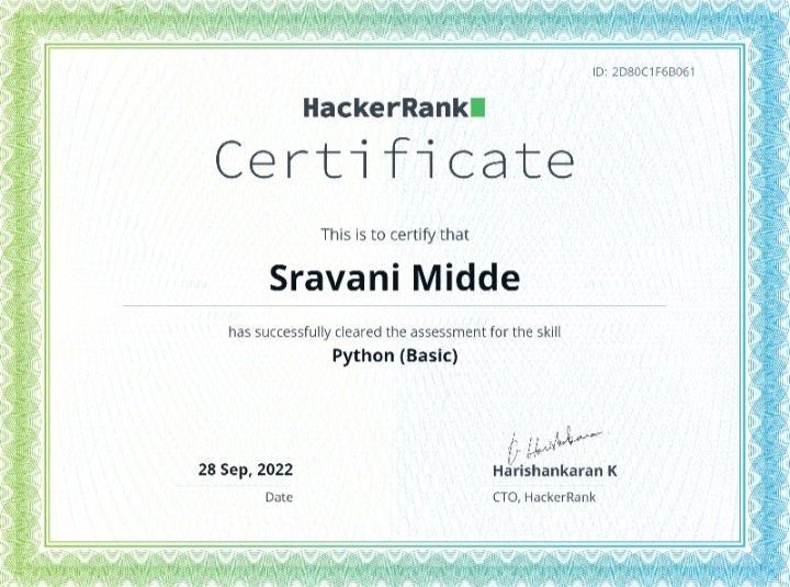 Sravani Midde on LinkedIn: #python #hackerrank Sravani Midde on LinkedIn: #python #hackerrank