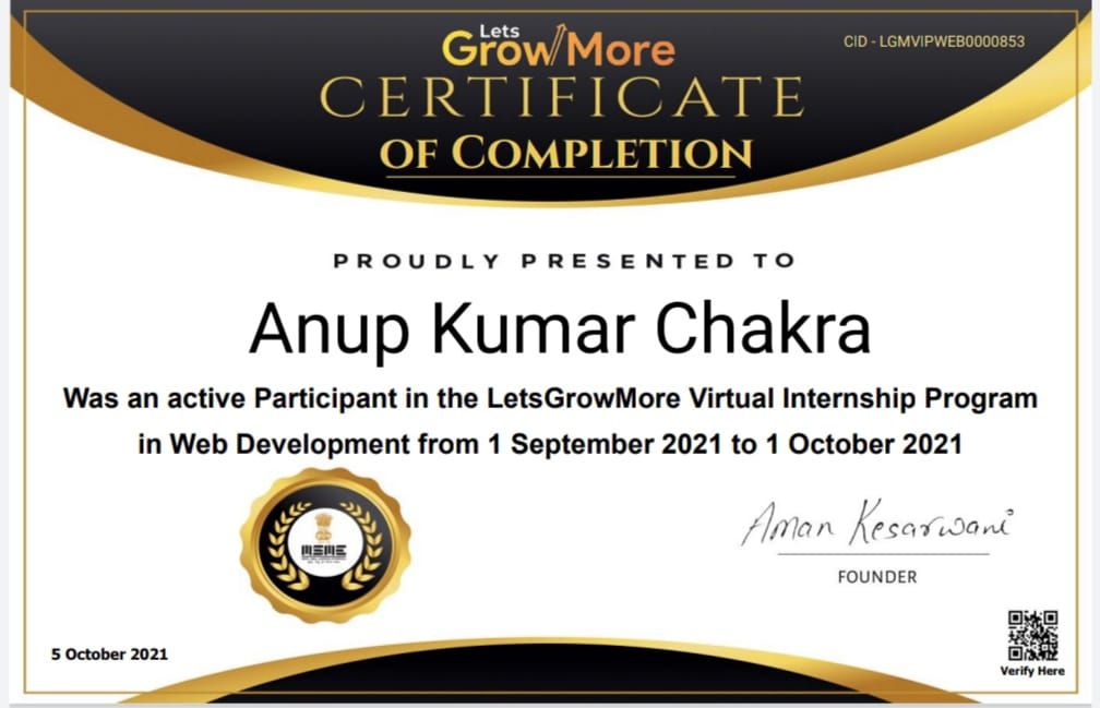 Anup kumar Chakra on LinkedIn: #internship #webdevelopment Anup kumar Chakra on LinkedIn: #internship #webdevelopment