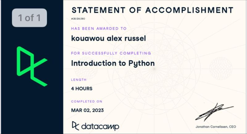 KOUAWOU ALEX-RUSSEL on LinkedIn: First step in my data career , I have ... KOUAWOU ALEX-RUSSEL on LinkedIn: First step in my data career , I have ...