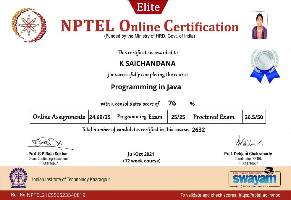 Sai Chandana Koganti on LinkedIn: #nptel Sai Chandana Koganti on LinkedIn: #nptel