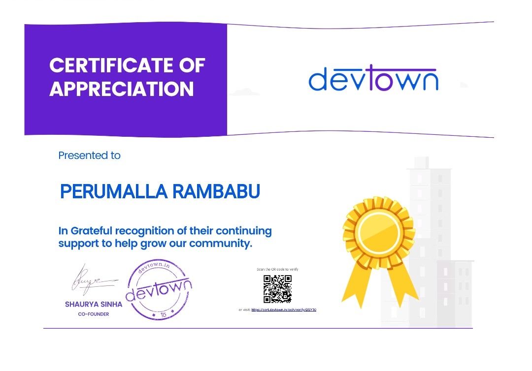Rambabu Perumalla on LinkedIn: #devtown Rambabu Perumalla on LinkedIn: #devtown