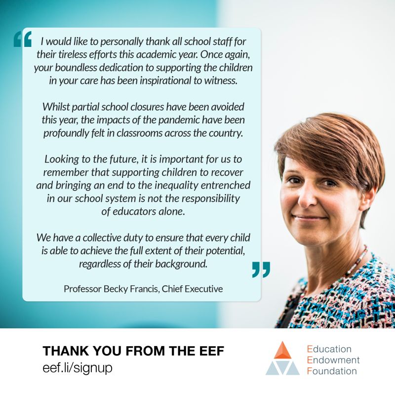 Education Endowment Foundation (EEF) on LinkedIn: A message from our ... Education Endowment Foundation (EEF) on LinkedIn: A message from our ...