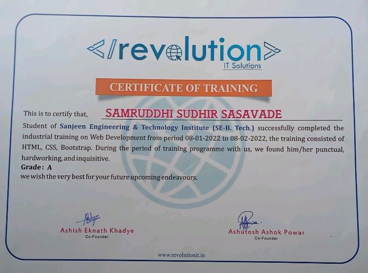 Samruddhi Sasavade on LinkedIn: Complete the course of web development Samruddhi Sasavade on LinkedIn: Complete the course of web development