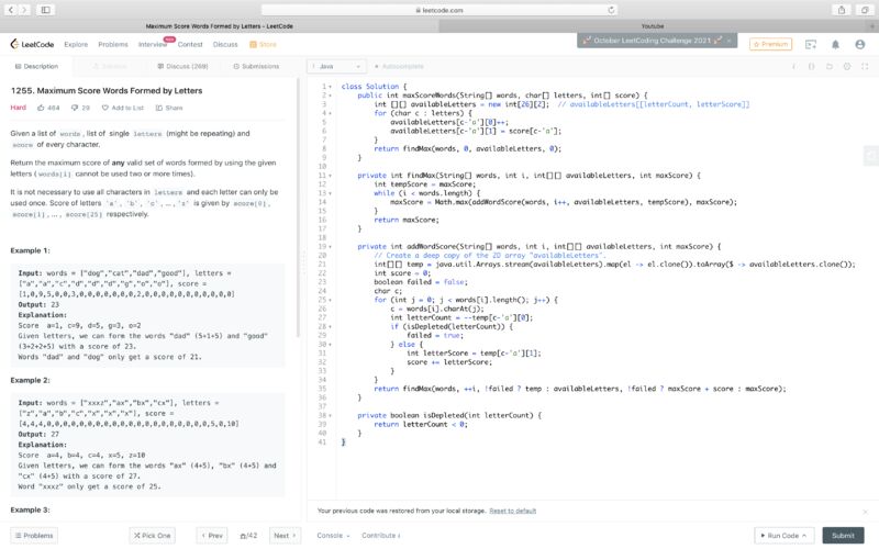 Adam Jost on LinkedIn: Solved leetCode Problem 1255 : Maximum Score ... Adam Jost on LinkedIn: Solved leetCode Problem 1255 : Maximum Score ...