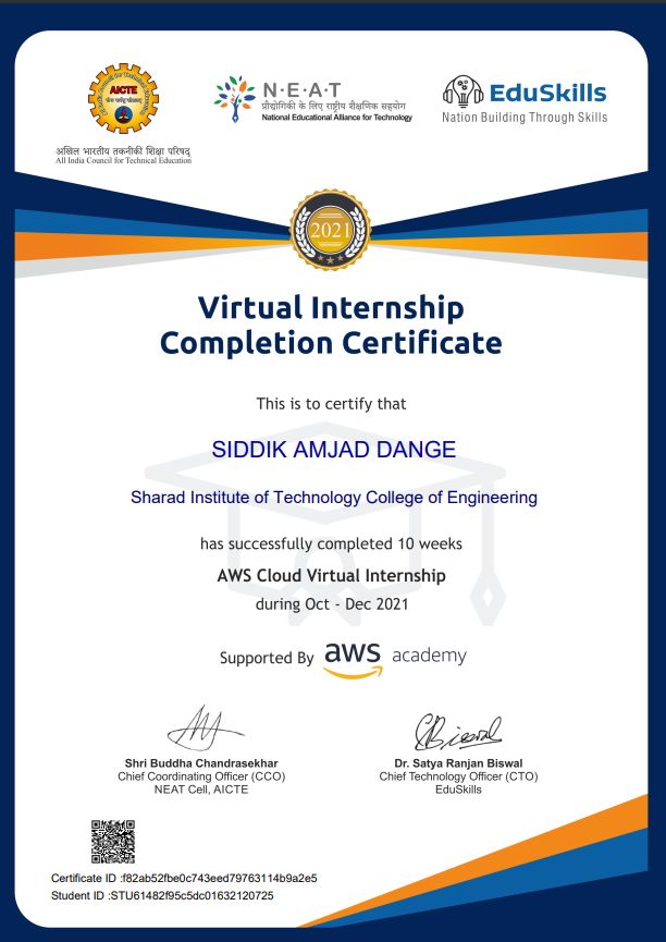 #aicteinternship #awsacademy | Siddik Dange #aicteinternship #awsacademy | Siddik Dange
