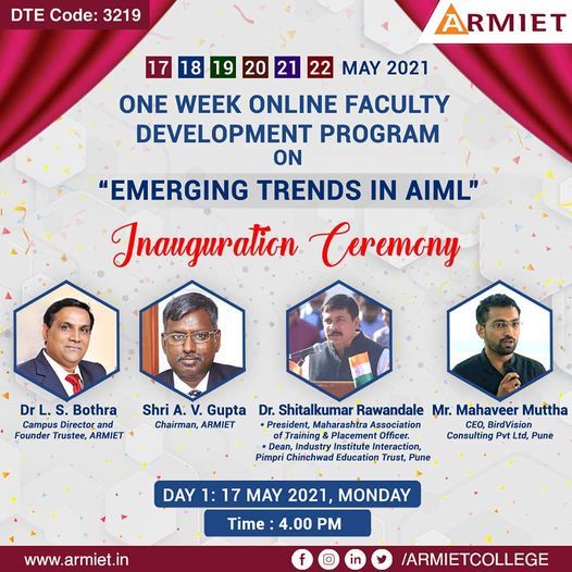 Dr.Shitalkumar Rawandale on LinkedIn: FDP by ARMIET on “EMERGING TRENDS ... Dr.Shitalkumar Rawandale on LinkedIn: FDP by ARMIET on “EMERGING TRENDS ...