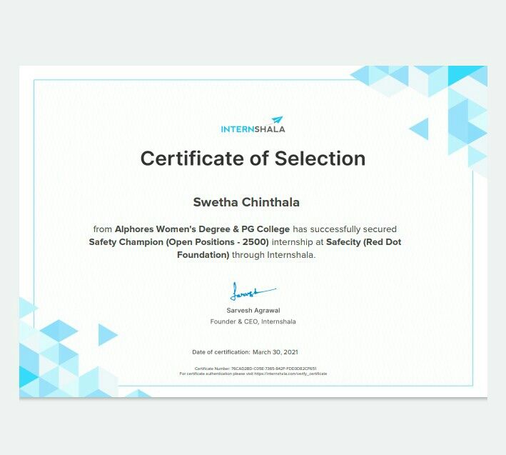 Swetha Chinthala on LinkedIn: #internshala #internship #share # ... Swetha Chinthala on LinkedIn: #internshala #internship #share # ...