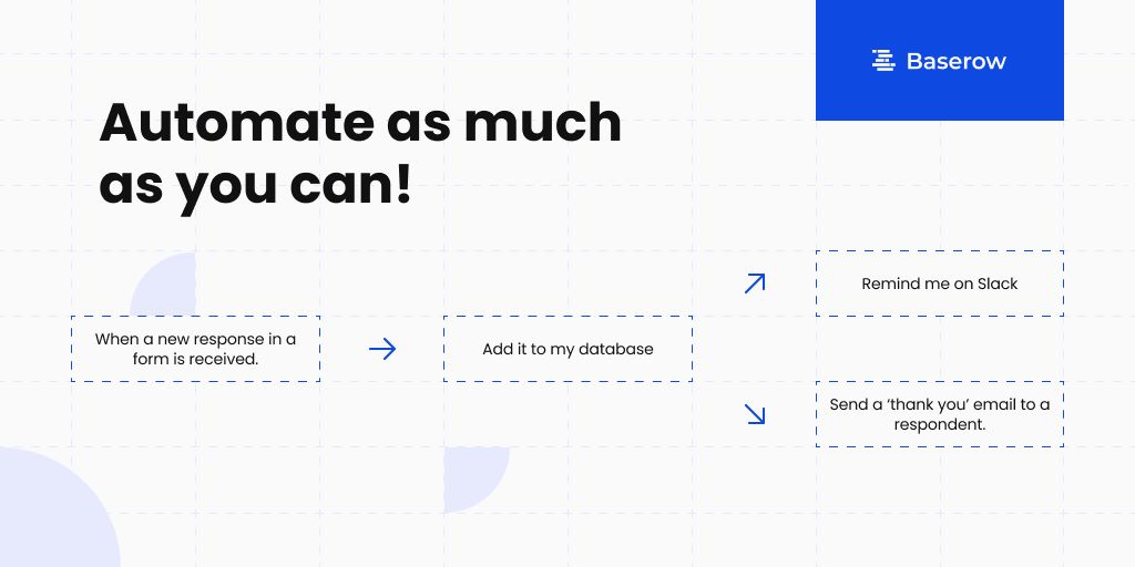 Baserow on LinkedIn: #automation #database #nocode #make #zapier #n8n # ... Baserow on LinkedIn: #automation #database #nocode #make #zapier #n8n # ...