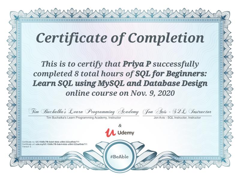 Priya Palani on LinkedIn: #sql #mysqldba #databasequeries #mysql #udemy Priya Palani on LinkedIn: #sql #mysqldba #databasequeries #mysql #udemy