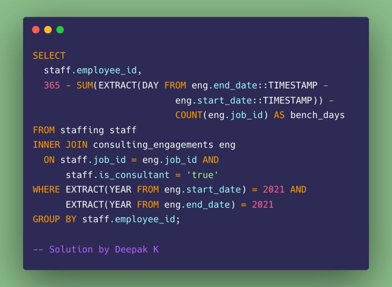 Deepak K on LinkedIn: #sql #interview #data #datascience #analytics #google Deepak K on LinkedIn: #sql #interview #data #datascience #analytics #google