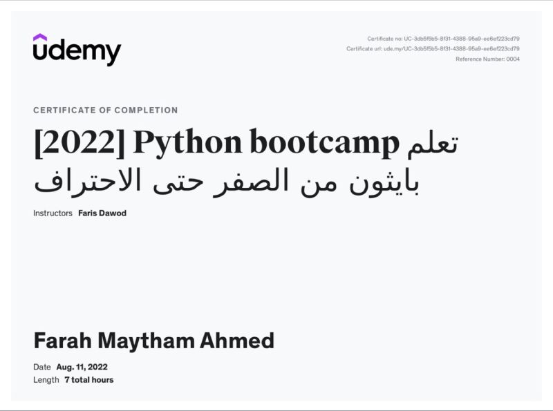 Farah Maytham Ahmed on LinkedIn: #udemy #python #programming | 19 comments Farah Maytham Ahmed on LinkedIn: #udemy #python #programming | 19 comments