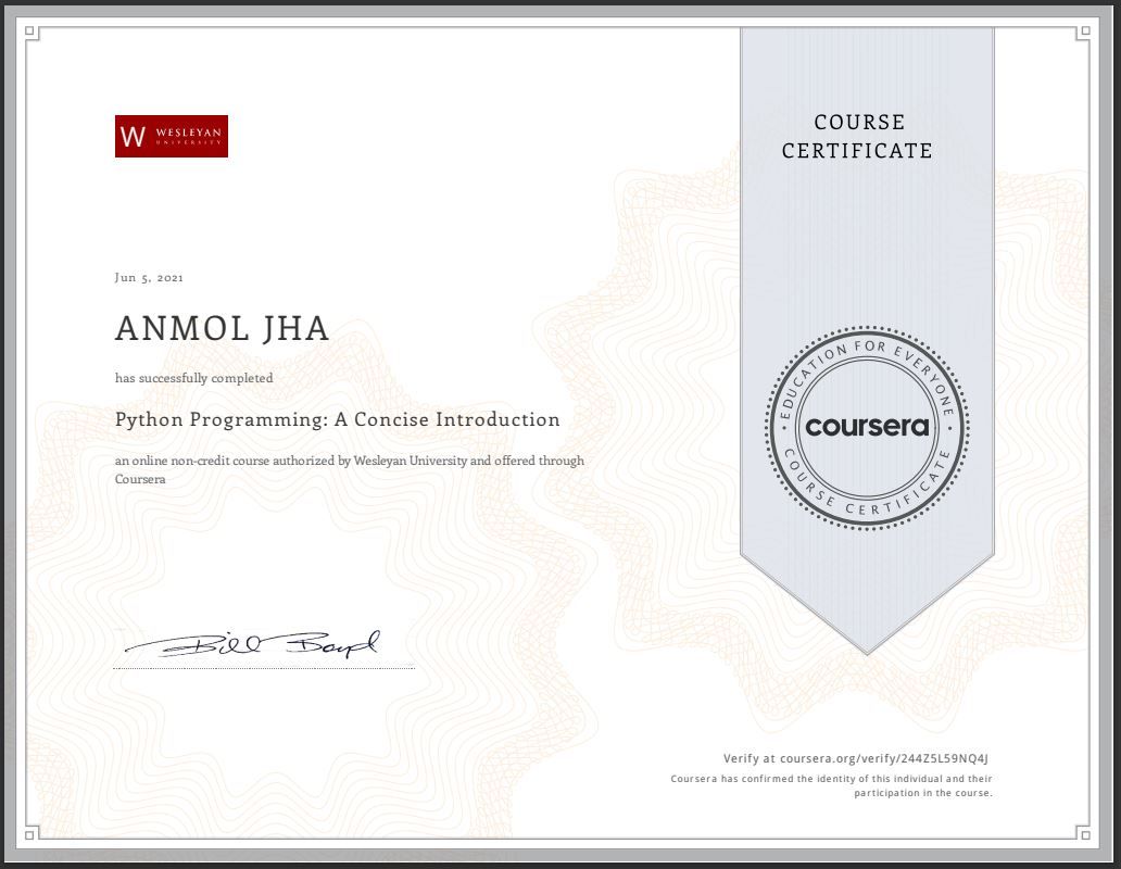 Anmol Jha on LinkedIn: #pythonprogramming #coursera #pythonlearning # ... Anmol Jha on LinkedIn: #pythonprogramming #coursera #pythonlearning # ...