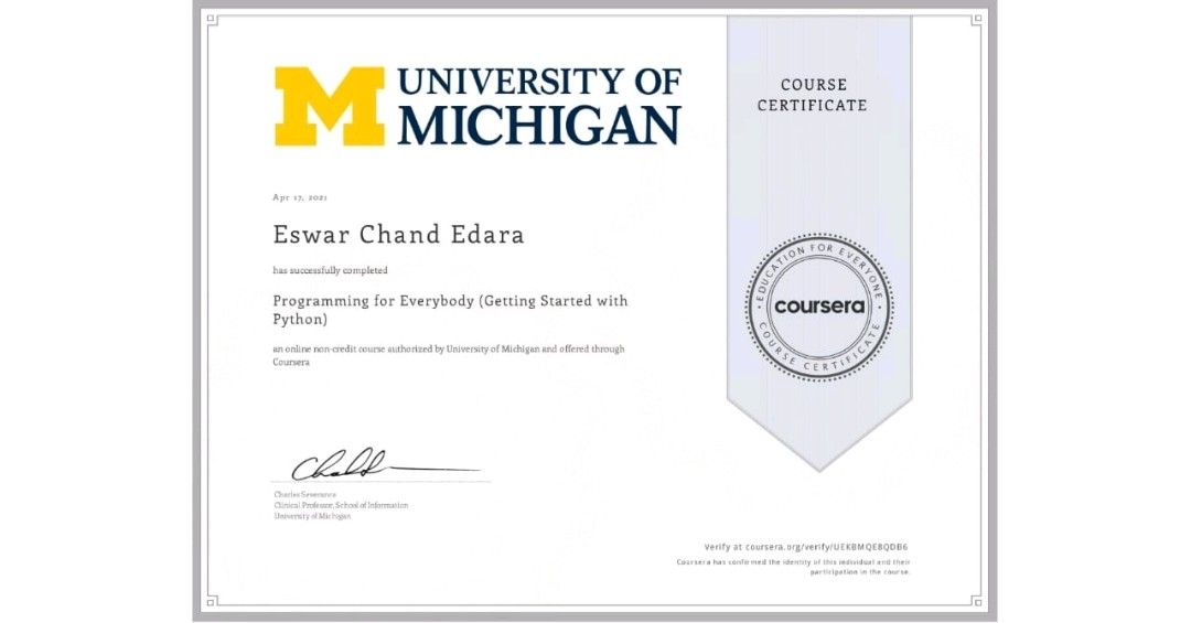 Eswar Chand Edara on LinkedIn: Completed Programming for evereybody ... Eswar Chand Edara on LinkedIn: Completed Programming for evereybody ...