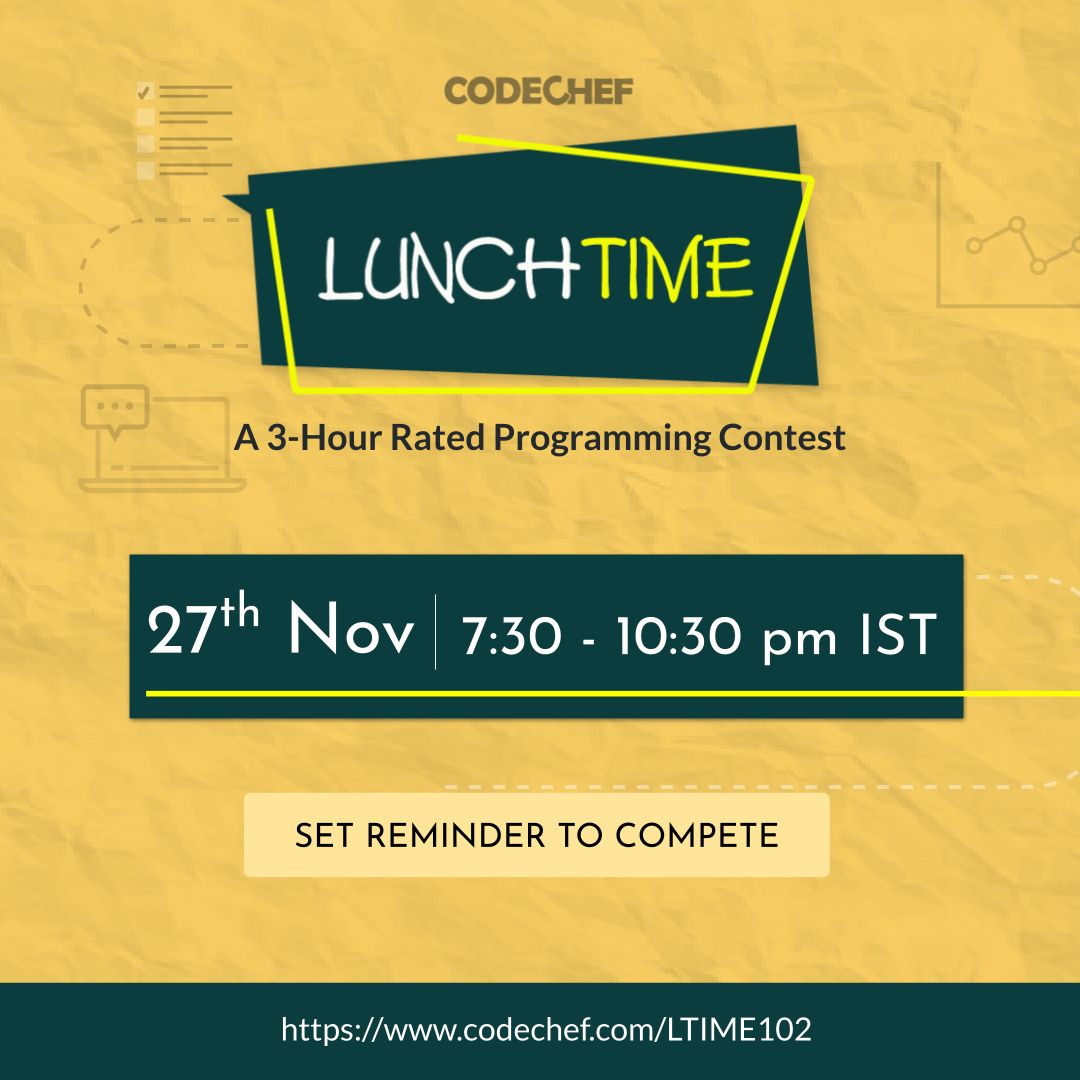 CodeChef on LinkedIn: #codechef #coding #competitveprogramming CodeChef on LinkedIn: #codechef #coding #competitveprogramming