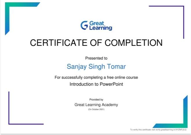 Sanjay Tomar on LinkedIn: #greatlearning #powerpointcertificate Sanjay Tomar on LinkedIn: #greatlearning #powerpointcertificate
