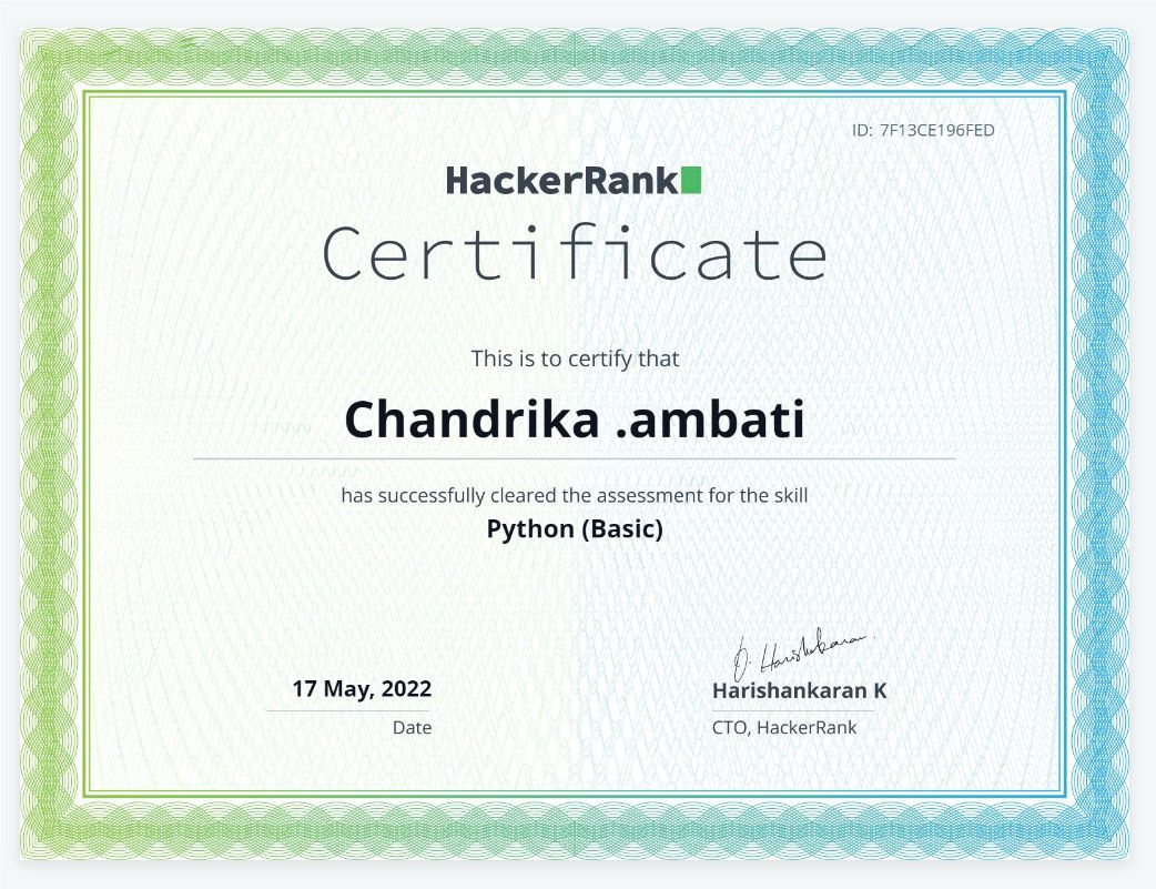 #pythonprogramming #hackerrank | Sai Chandrika. Ambati #pythonprogramming #hackerrank | Sai Chandrika. Ambati
