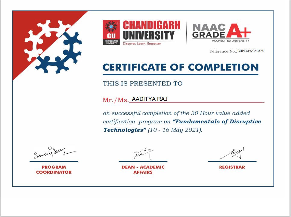 AADITYA RAJ on LinkedIn: Fundamentals of Disruptive Technologies AADITYA RAJ on LinkedIn: Fundamentals of Disruptive Technologies