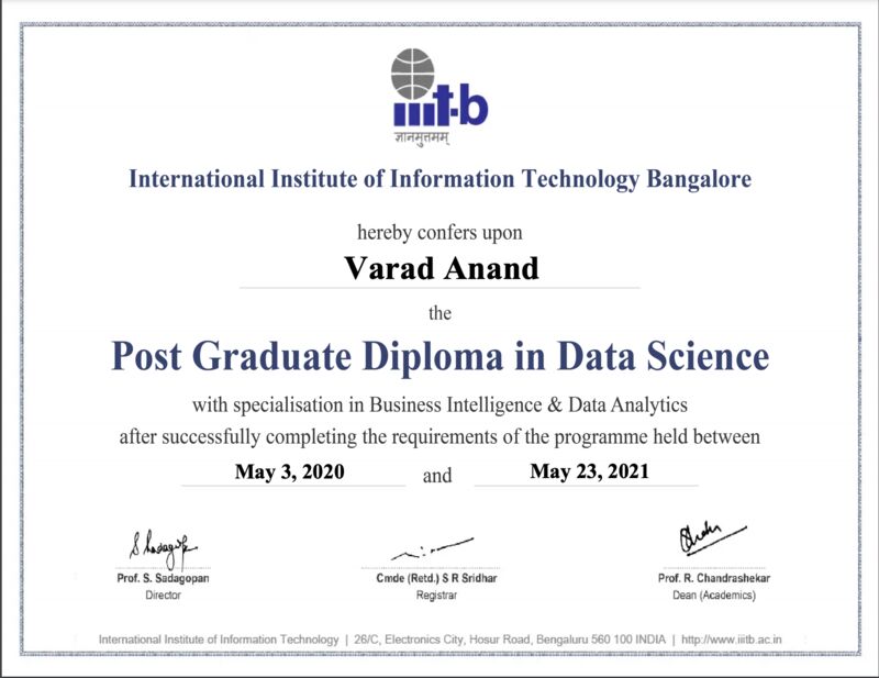 Varad Anand on LinkedIn: #datascience #iiitbangalore #upgrad # ... Varad Anand on LinkedIn: #datascience #iiitbangalore #upgrad # ...