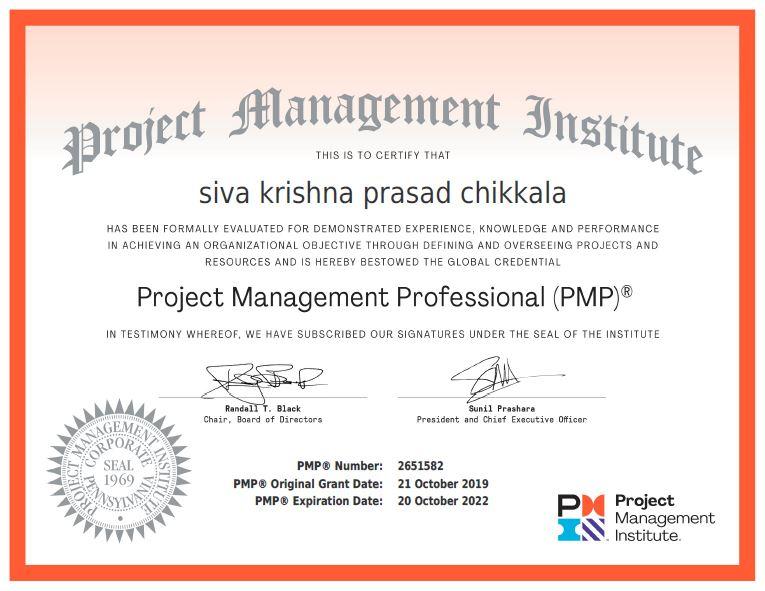 Sivakrishna prasad Chikkala on LinkedIn: Successfully Completed PMP ... Sivakrishna prasad Chikkala on LinkedIn: Successfully Completed PMP ...