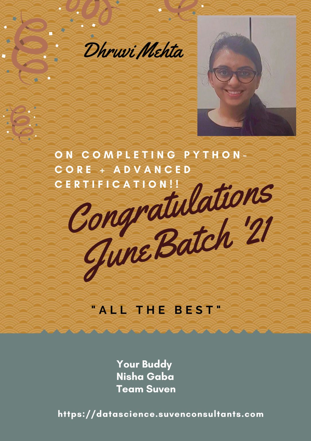 Nisha Gaba on LinkedIn: Congratulations Dhruvi Mehta for completing ... Nisha Gaba on LinkedIn: Congratulations Dhruvi Mehta for completing ...