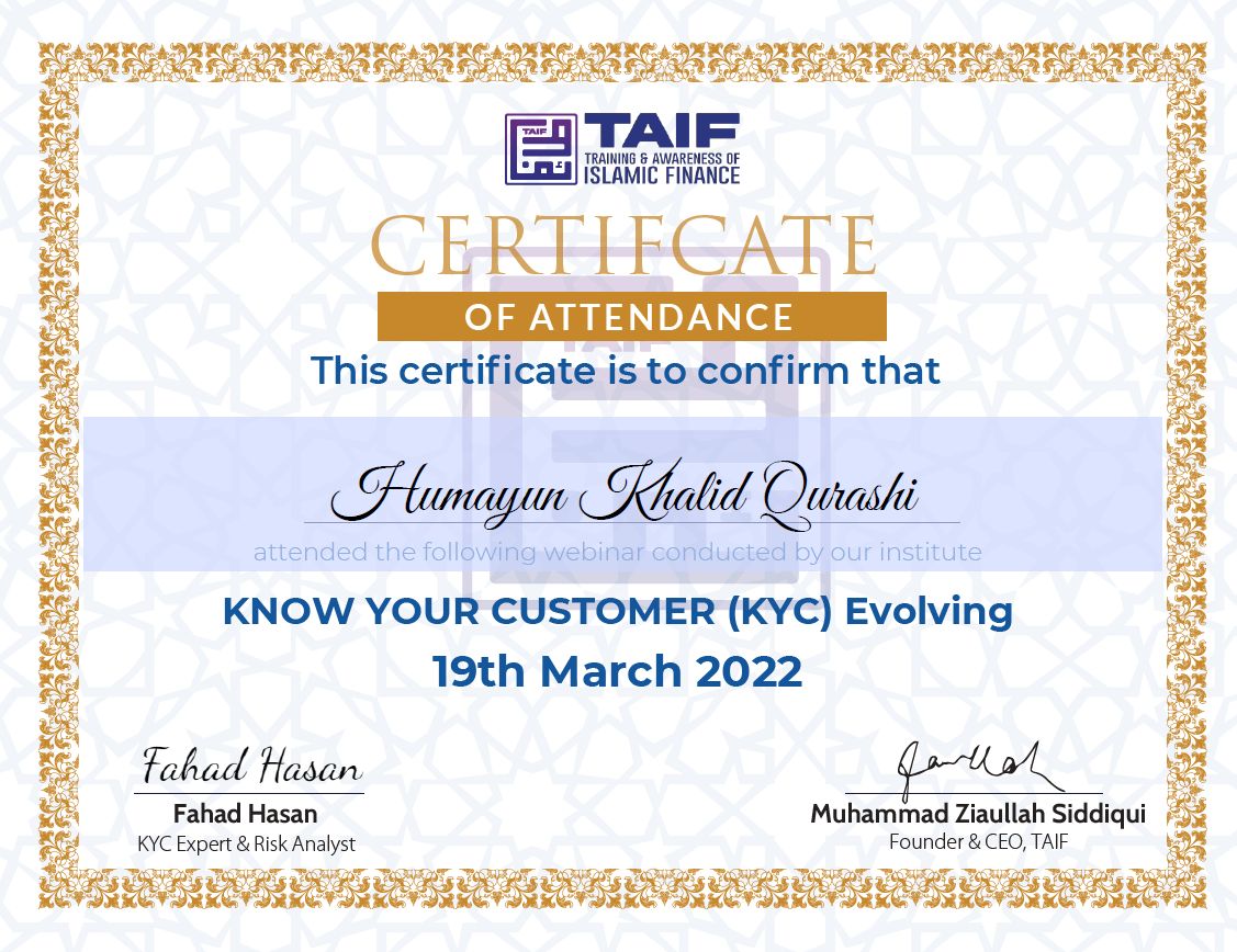 Humayun Khalid Qurashi - CMFD,CAMLP (IFMP) on LinkedIn: #learning #kyc ... Humayun Khalid Qurashi - CMFD,CAMLP (IFMP) on LinkedIn: #learning #kyc ...