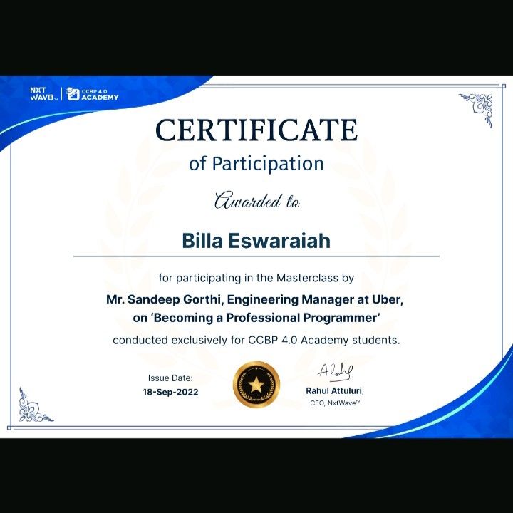 #sundayspodcast #certificate #participation | Eswar Billa #sundayspodcast #certificate #participation | Eswar Billa
