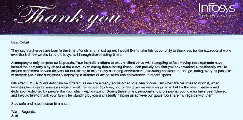 Debjit Mitra on LinkedIn: Thank you Salil Sir & Infy for this ... Debjit Mitra on LinkedIn: Thank you Salil Sir & Infy for this ...