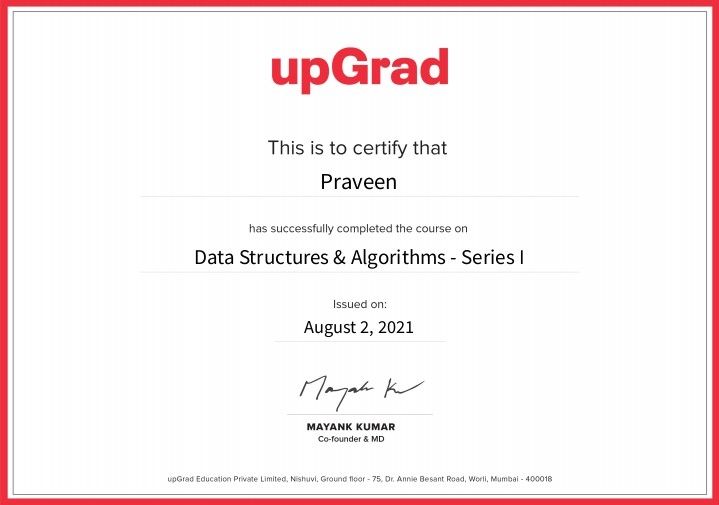 Praveen Ambannavar on LinkedIn: #datastructures #algorithms #upgrad # ... Praveen Ambannavar on LinkedIn: #datastructures #algorithms #upgrad # ...
