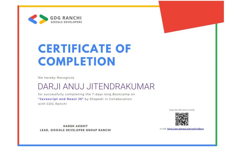 Anuj Darji on LinkedIn: #javascript #reactjs #shapeai #googledevelopers ... Anuj Darji on LinkedIn: #javascript #reactjs #shapeai #googledevelopers ...