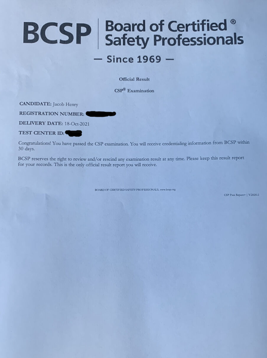 Jacob Henry, CSP, CHST on LinkedIn: Passed the CSP exam today! GSP ️ ... Jacob Henry, CSP, CHST on LinkedIn: Passed the CSP exam today! GSP ️ ...