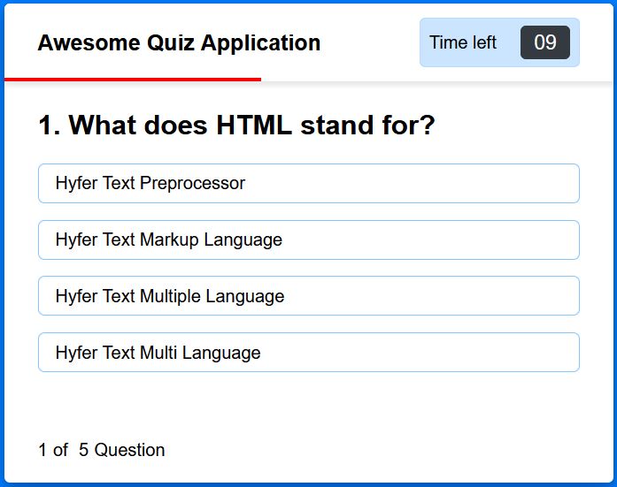 Md Kausar on LinkedIn: Quiz App, Using HTML CSS & JavaScript Start Quiz:… Md Kausar on LinkedIn: Quiz App, Using HTML CSS & JavaScript Start Quiz:…