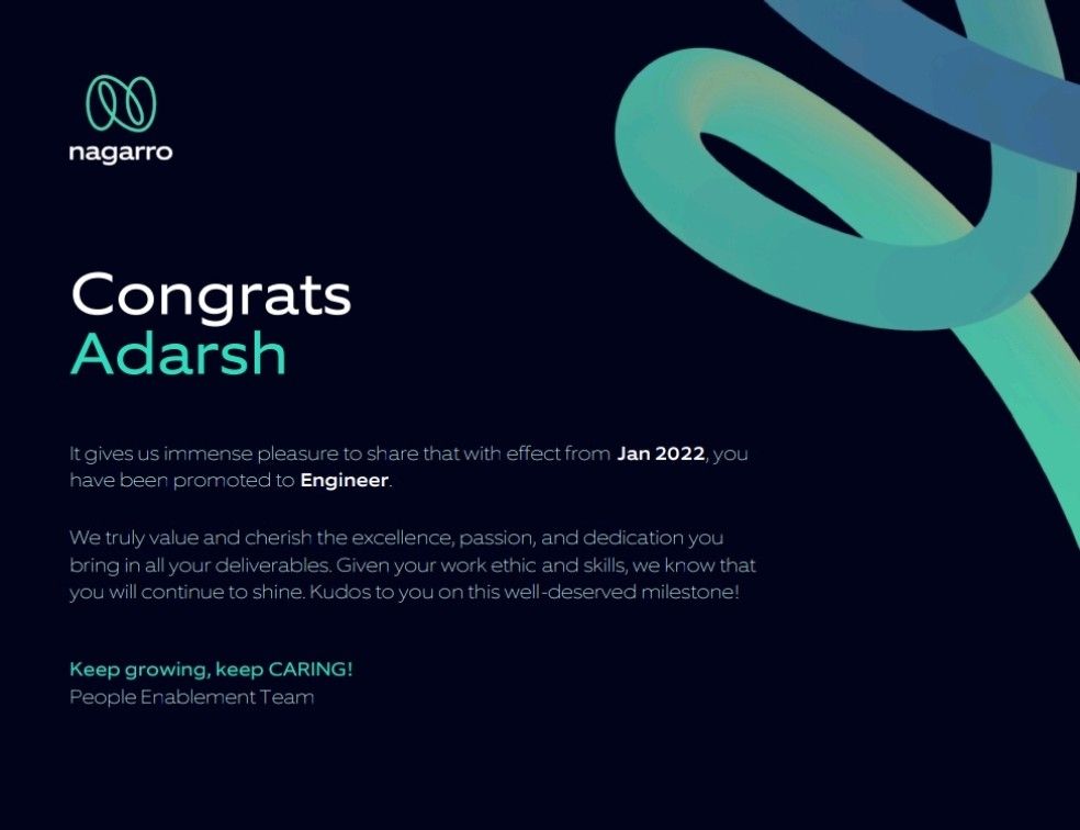 Adarsh Singh on LinkedIn: #promoted #nagarro #caring | 14 comments Adarsh Singh on LinkedIn: #promoted #nagarro #caring | 14 comments