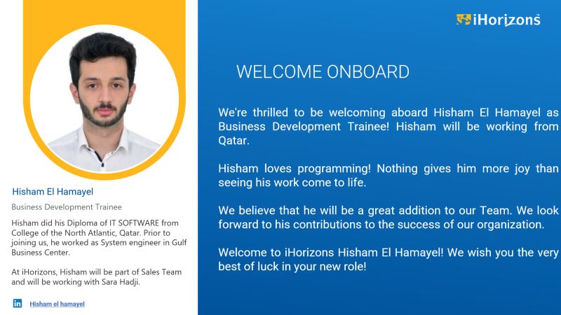 iHorizons on LinkedIn: Welcome to iHorizons, Hisham Elhamayel iHorizons on LinkedIn: Welcome to iHorizons, Hisham Elhamayel
