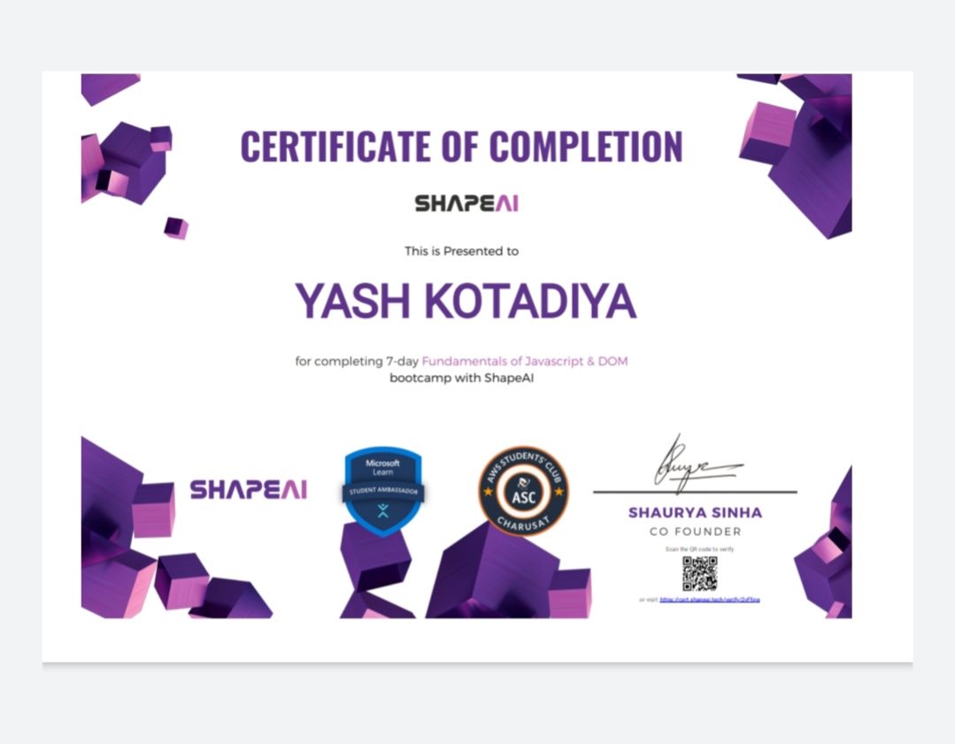 Yash Kotadiya on LinkedIn: #javascript #shapeai #webdevelopment Yash Kotadiya on LinkedIn: #javascript #shapeai #webdevelopment