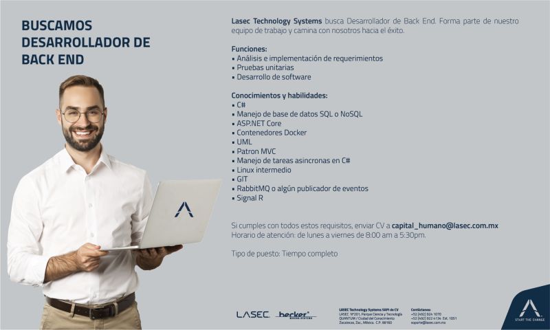 LASEC TECHNOLOGY SYSTEMS en LinkedIn: Buscamos Desarrollador Back End ... LASEC TECHNOLOGY SYSTEMS en LinkedIn: Buscamos Desarrollador Back End ...