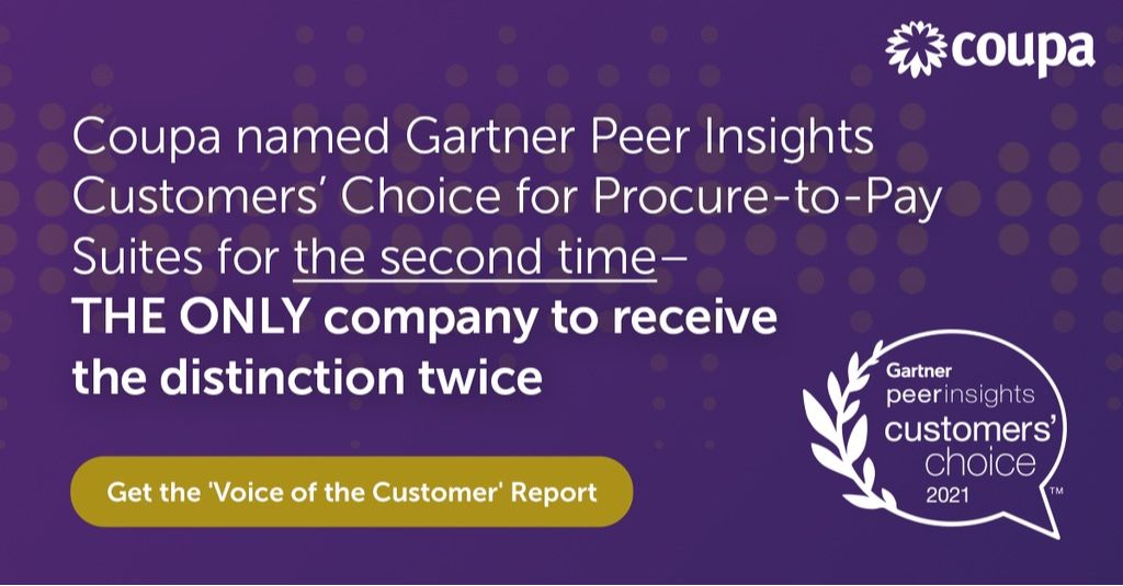 Sean S. on LinkedIn: Coupa Named a 2021 Gartner Peer Insights Customers ... Sean S. on LinkedIn: Coupa Named a 2021 Gartner Peer Insights Customers ...