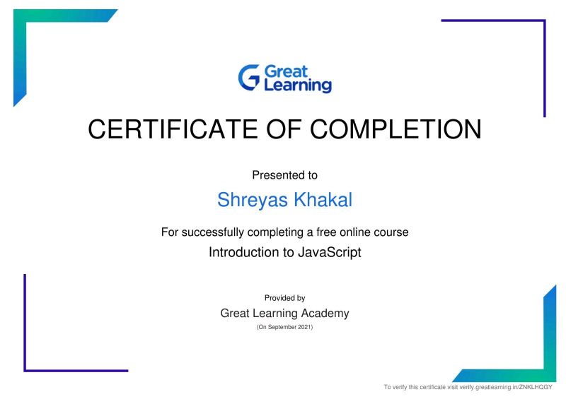 Shreyas Khakal 🇮🇳 on LinkedIn: Completed Course on Introduction to ... Shreyas Khakal 🇮🇳 on LinkedIn: Completed Course on Introduction to ...