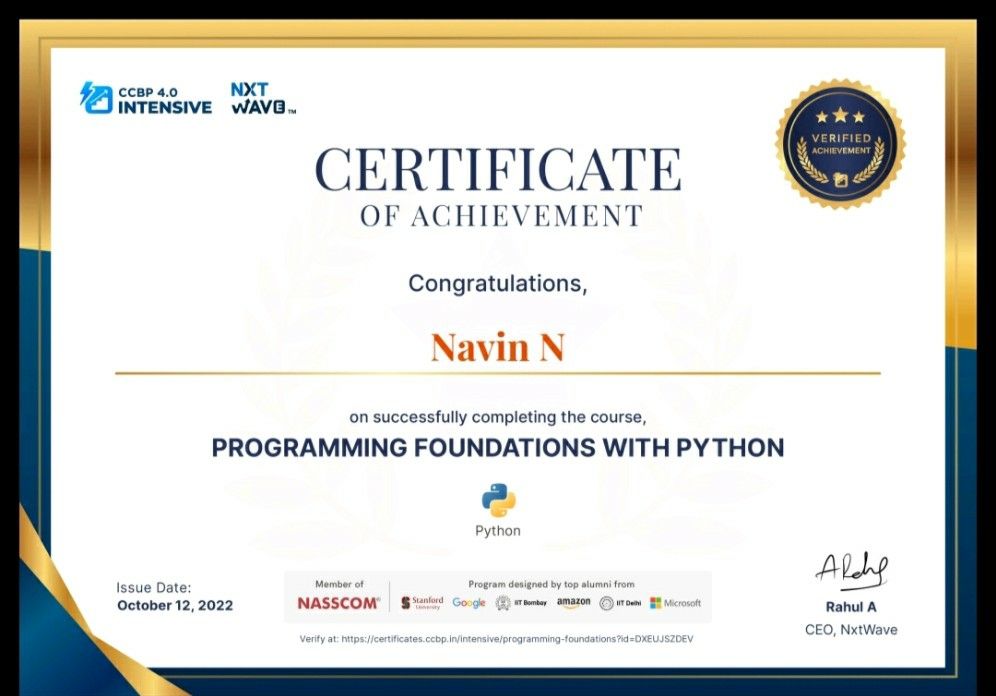 Navin Natarajan on LinkedIn: #day57 #nxtwave #ccbp #python # ... Navin Natarajan on LinkedIn: #day57 #nxtwave #ccbp #python # ...