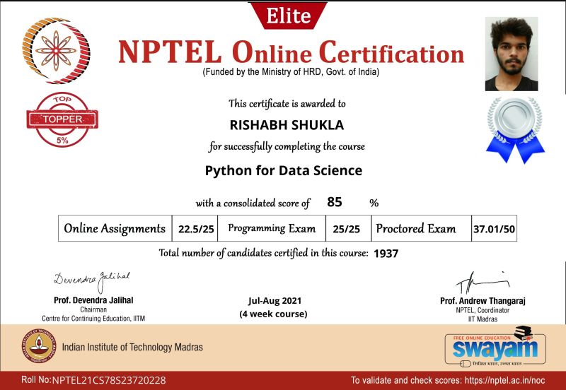 Rishabh Shukla on LinkedIn: #nptel #iitmadras #python #datascience # ... Rishabh Shukla on LinkedIn: #nptel #iitmadras #python #datascience # ...