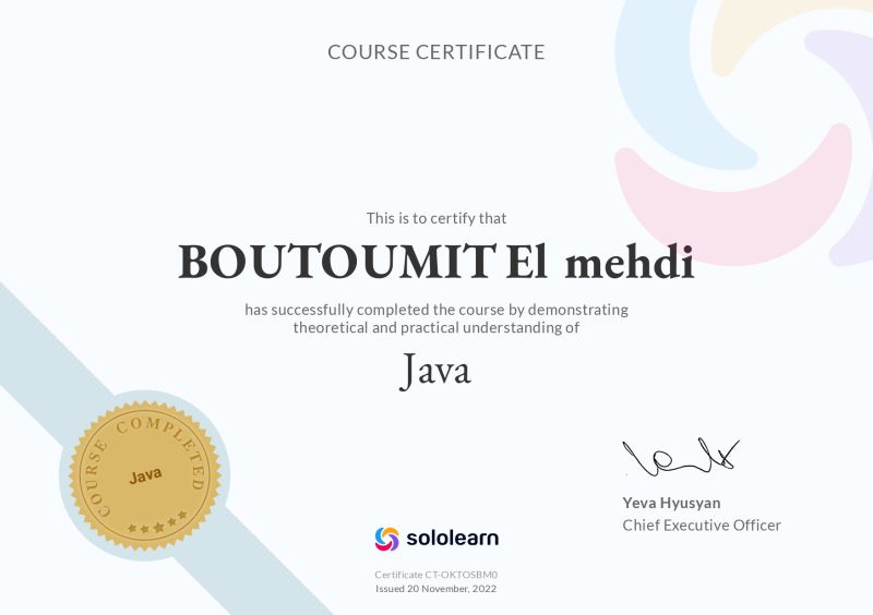 El Mehdi BOUTOUMIT on LinkedIn: #java #sololearn #programming #coding El Mehdi BOUTOUMIT on LinkedIn: #java #sololearn #programming #coding